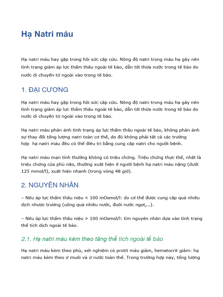 Hạ Natri Máu | PDF