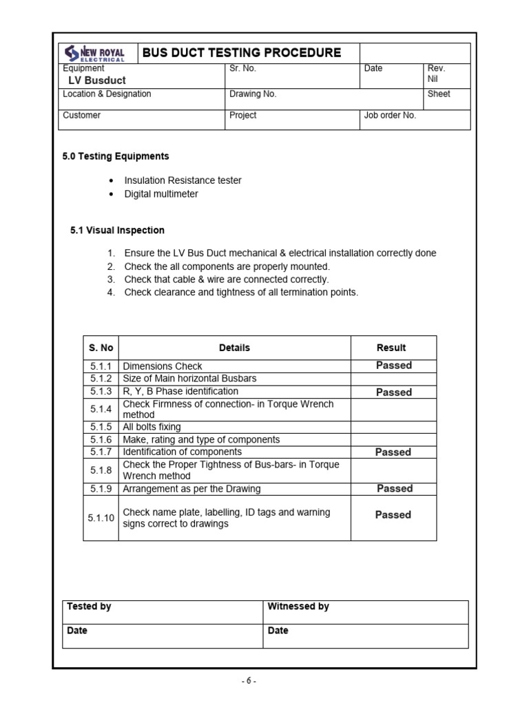 LV Busduct Test Report | PDF | Duct (Flow) | Electrical Engineering