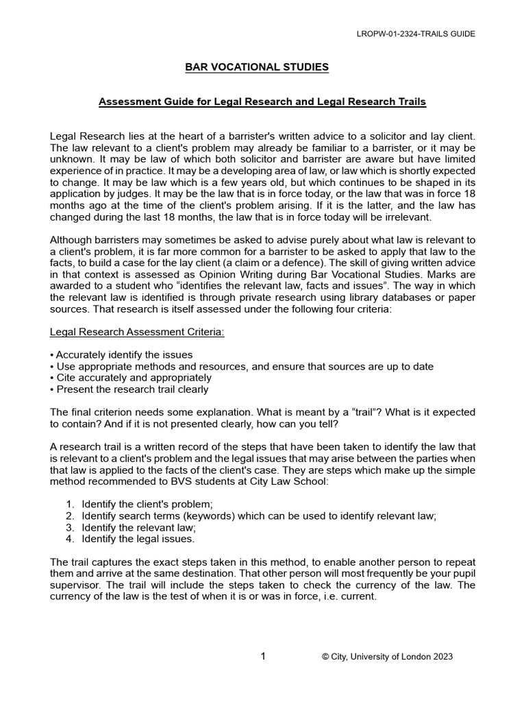 Research Trails Assessment Guide | PDF | Barrister | Damages