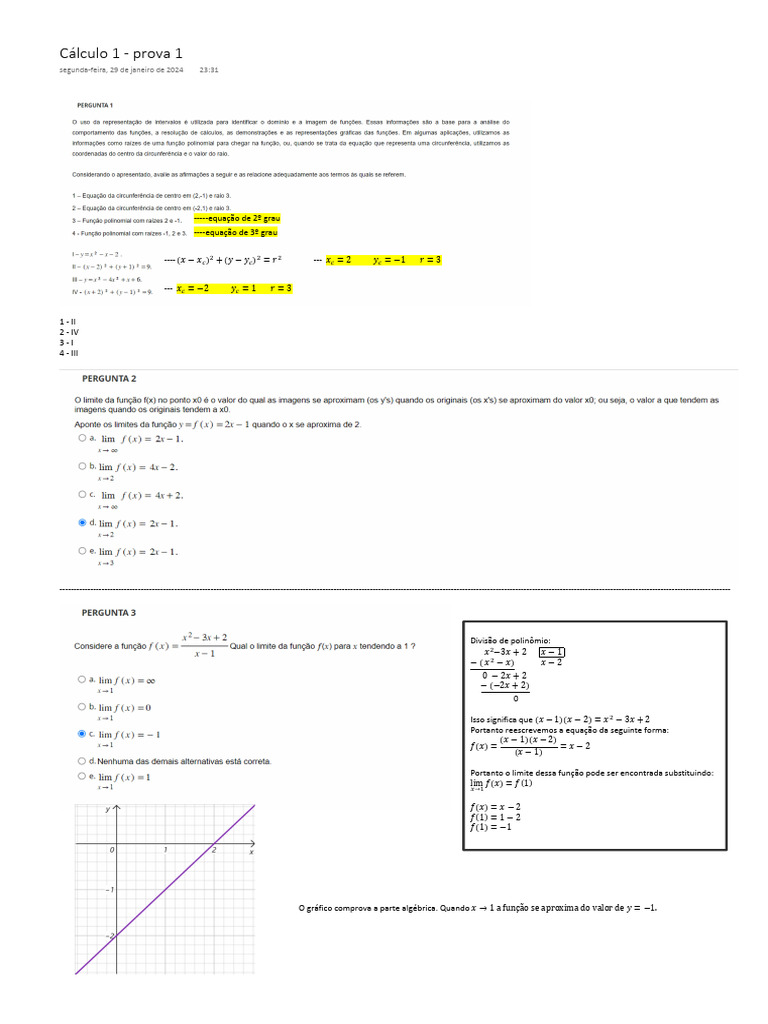 Semana 1 - Cálculo 1 | PDF | Função (Matemática) | Cálculo