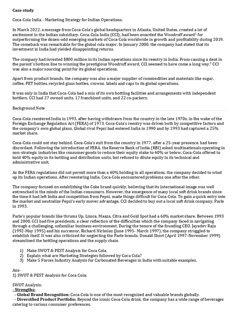 IB Case Study Solved | PDF | Walmart | The Coca Cola Company