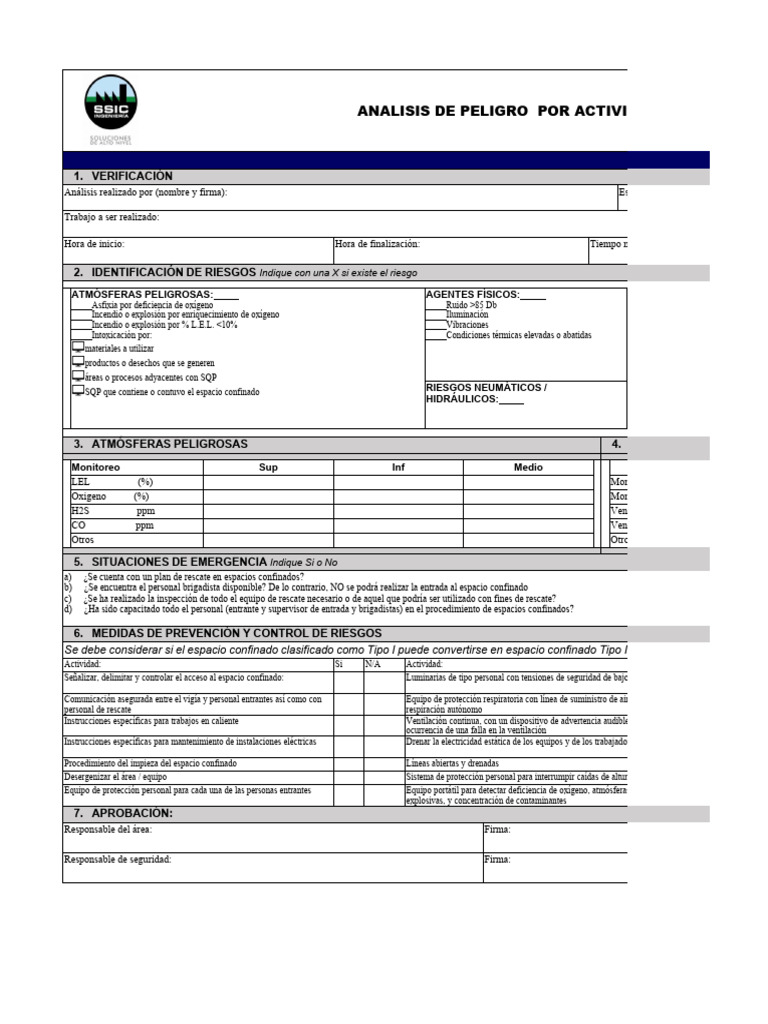 Analisis de Riesgo para Espacios Confinados | PDF Analisis de Riesgo para Espacios Confinados | PDF