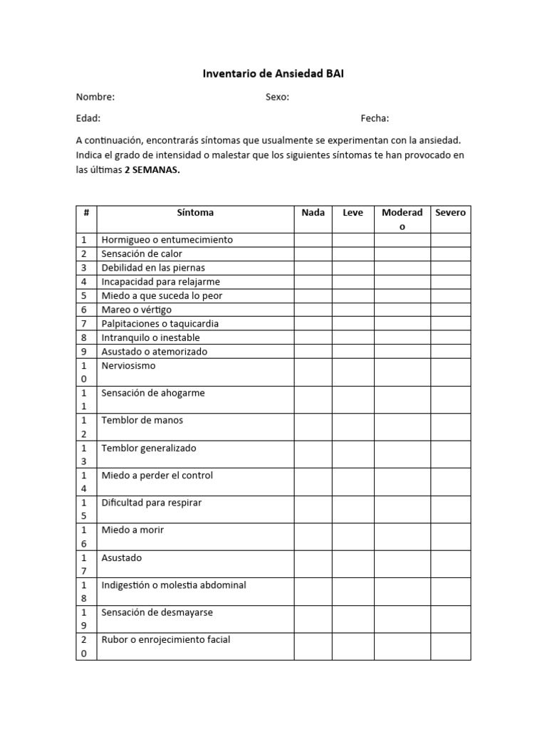 BAI - Con Tabla para Interpretar | PDF