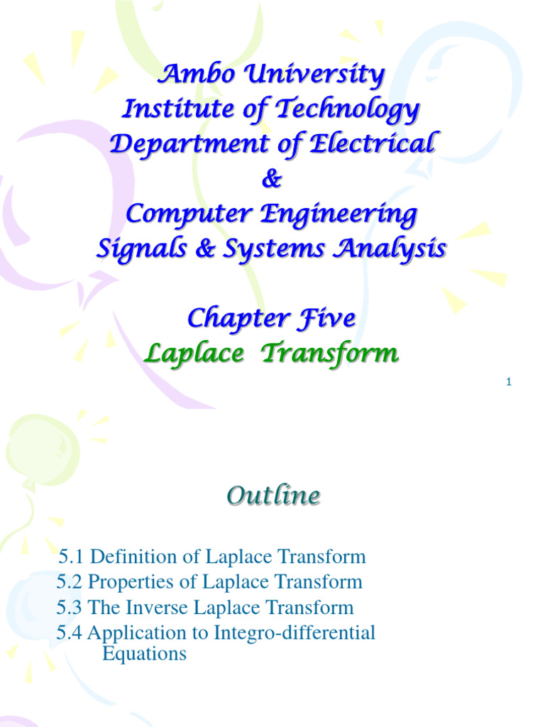 Signal and Systems Chapter Five Laplace Transform | PDF | Laplace ...