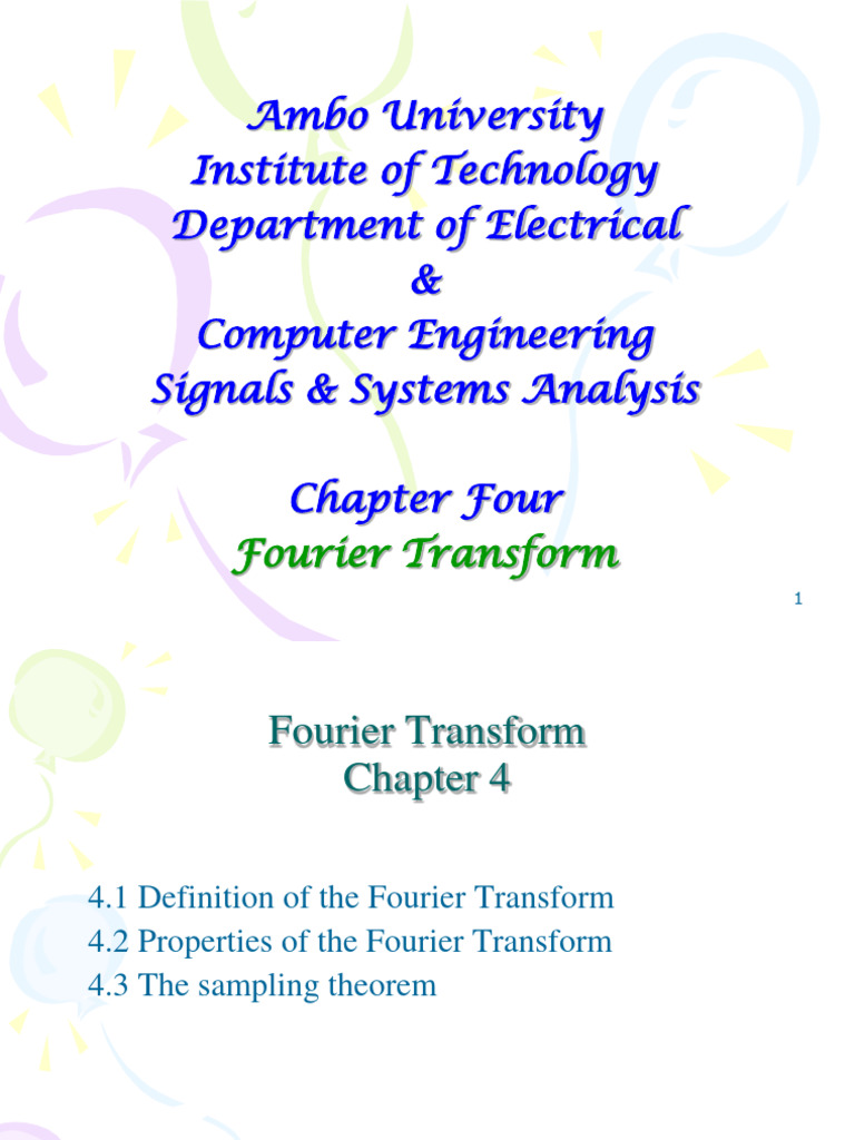 Chapter Four Signal and Systems | PDF | Fourier Transform | Spectral ...