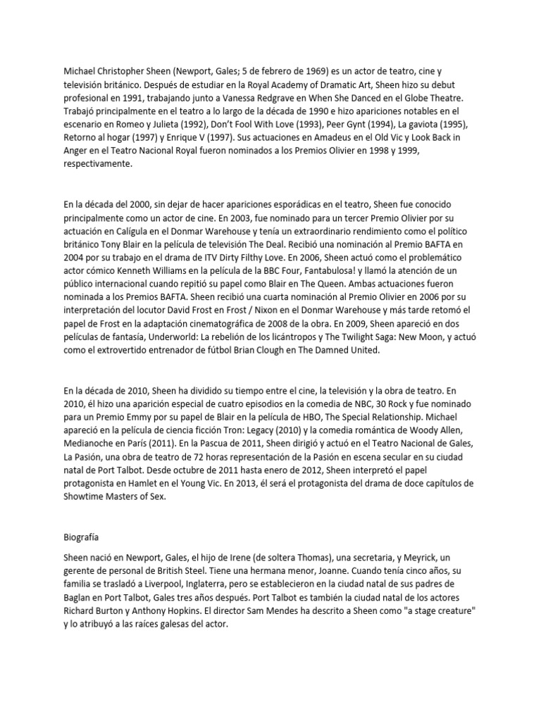 Michael Christopher Sheen | PDF