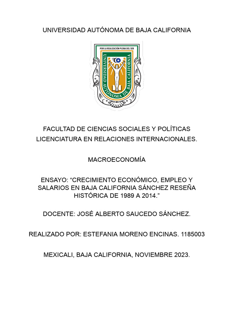 "Crecimiento Económico, Empleo y Salarios en Baja California Sánchez ...