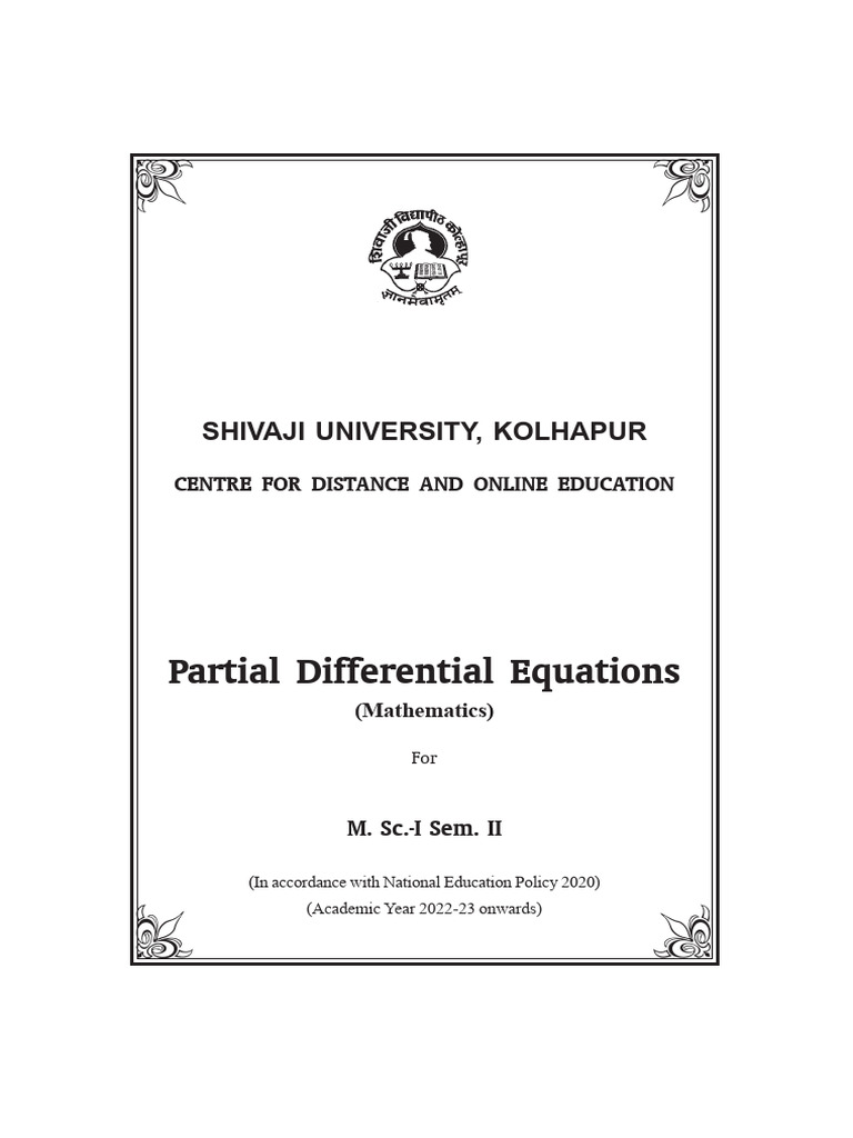 M Sc I Sem Ii Partial Diff Equations All Pdf Partial Differential Equation Equations