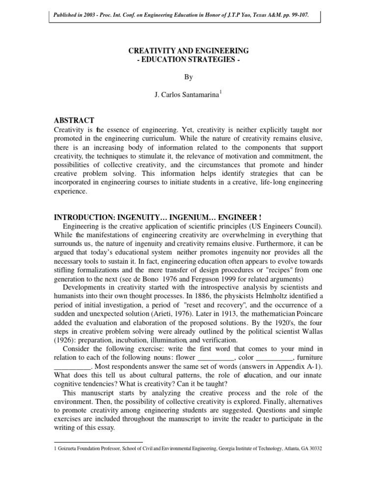 Creatividad e Ingenieria | PDF | Creativity | Thought