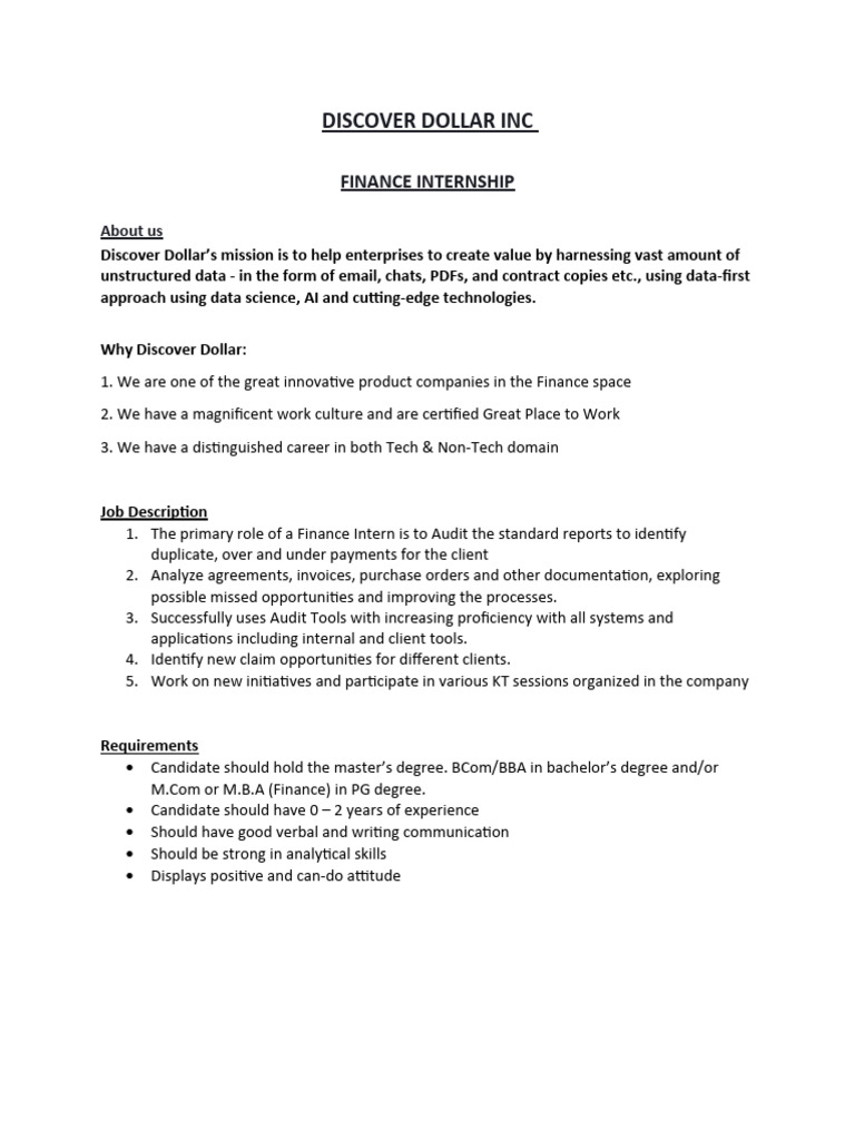 Finance Internship | PDF | Audit | Accounts Payable