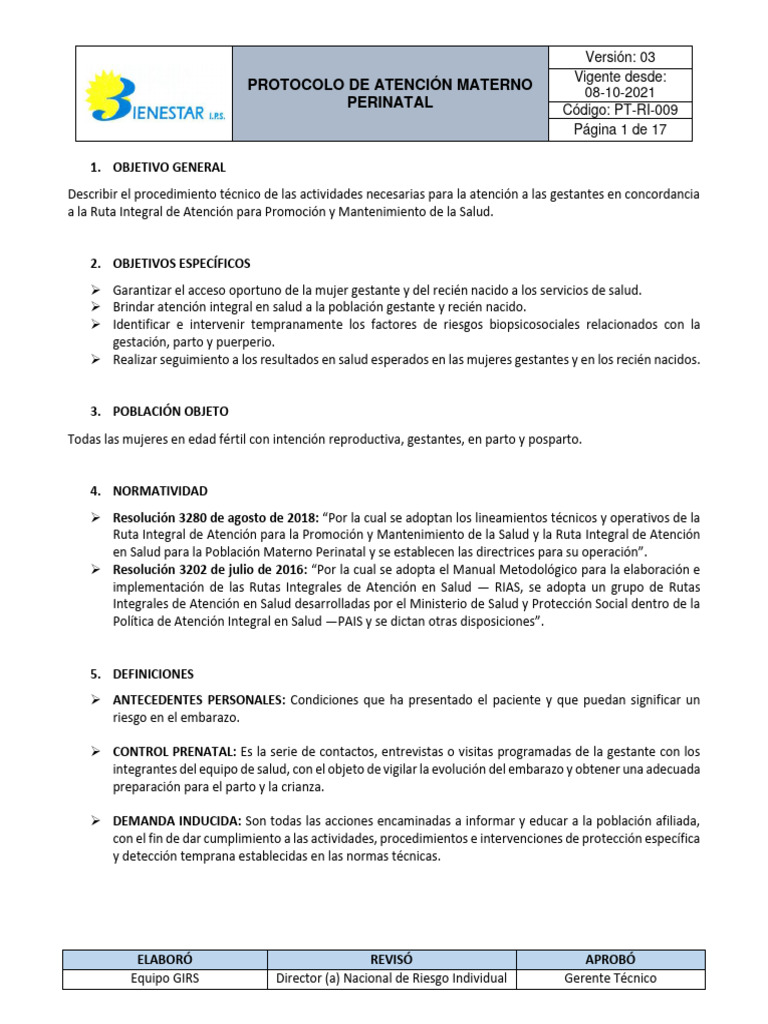 Protocolo de Atención Materno Perinatal | PDF | El embarazo | Parto