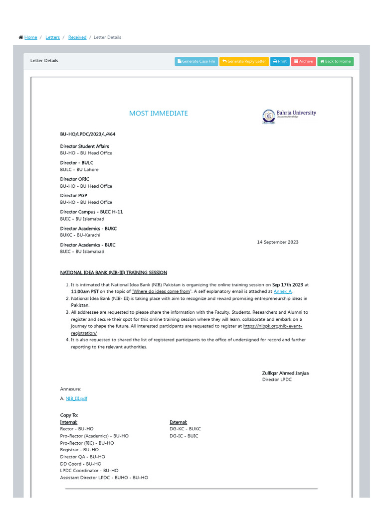 National Idea Bank (Nib-Iii) Training Session | PDF | Computing | Internet