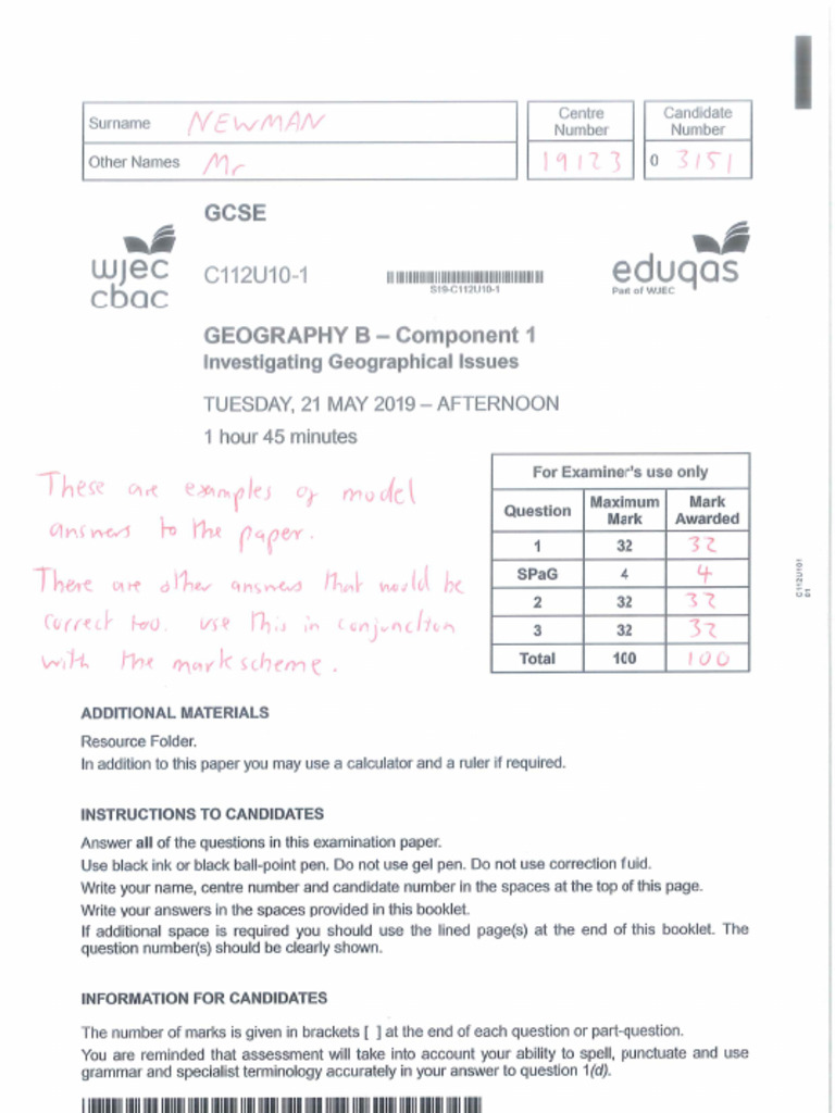2019 Comp 1 - Model Paper Answers | PDF