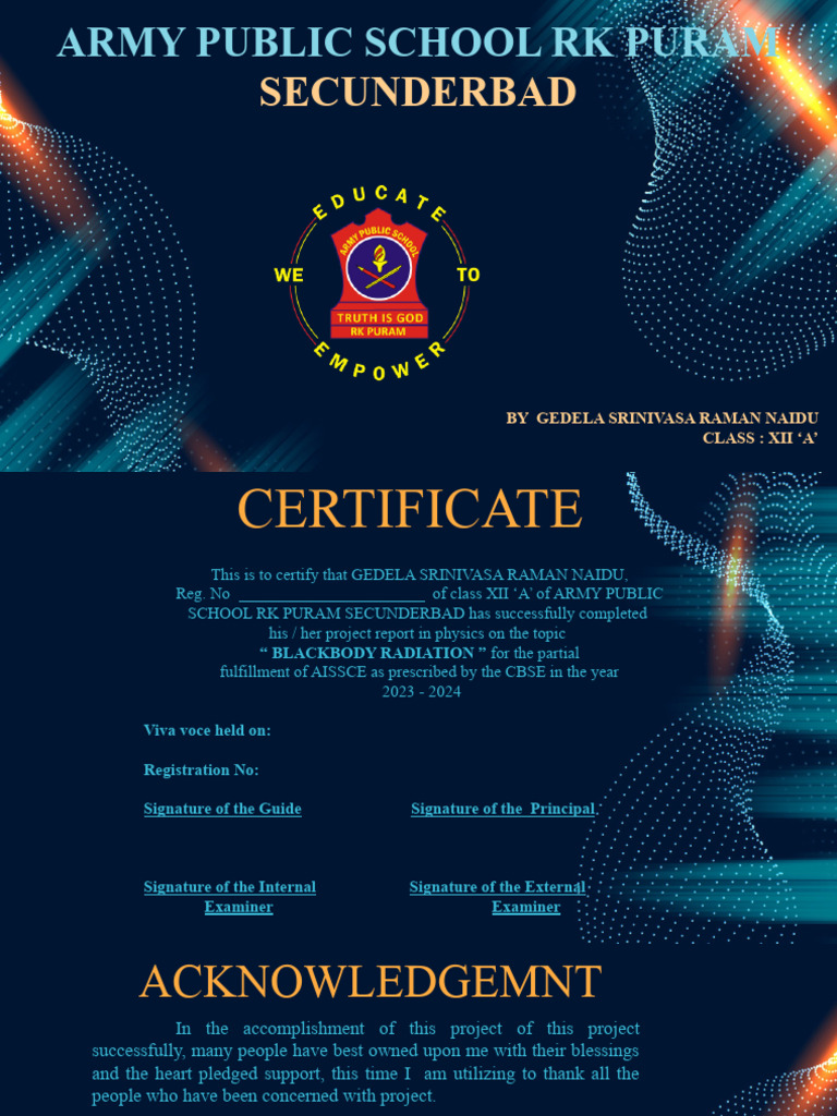 PHYSICS PROJECT Final | PDF | Electromagnetic Radiation | Emission Spectrum