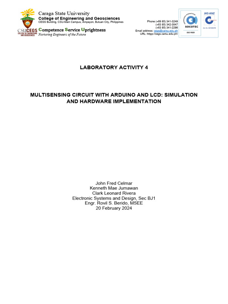 Lab4 Labreport | Download Free PDF | Sensor | Arduino