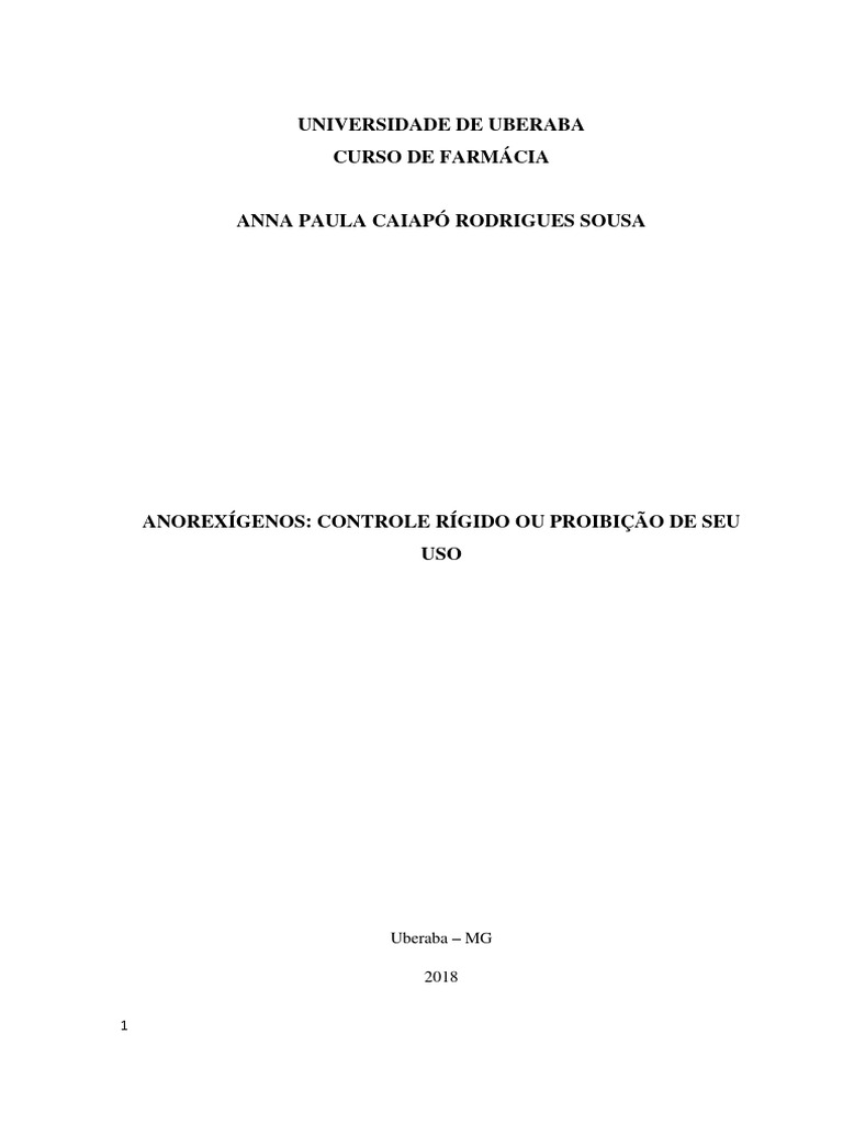 Anorexígenos Controle Rígido Ou Proibição de Seu Uso | PDF ...