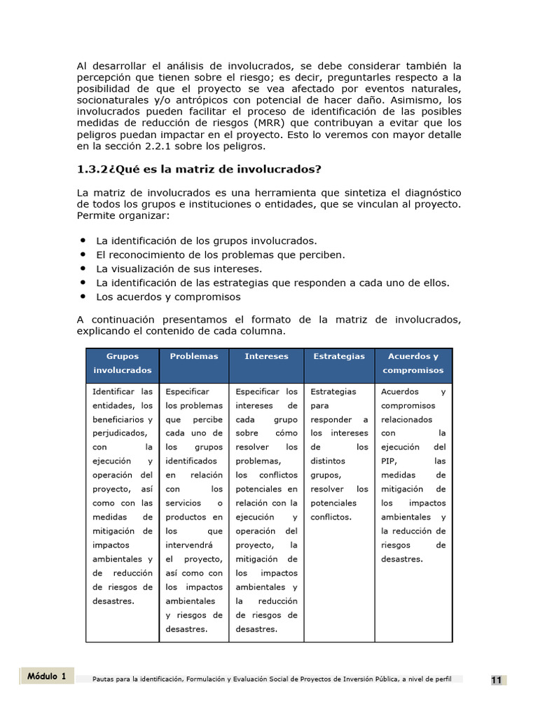 Cuadro Matriz Involucrados | PDF