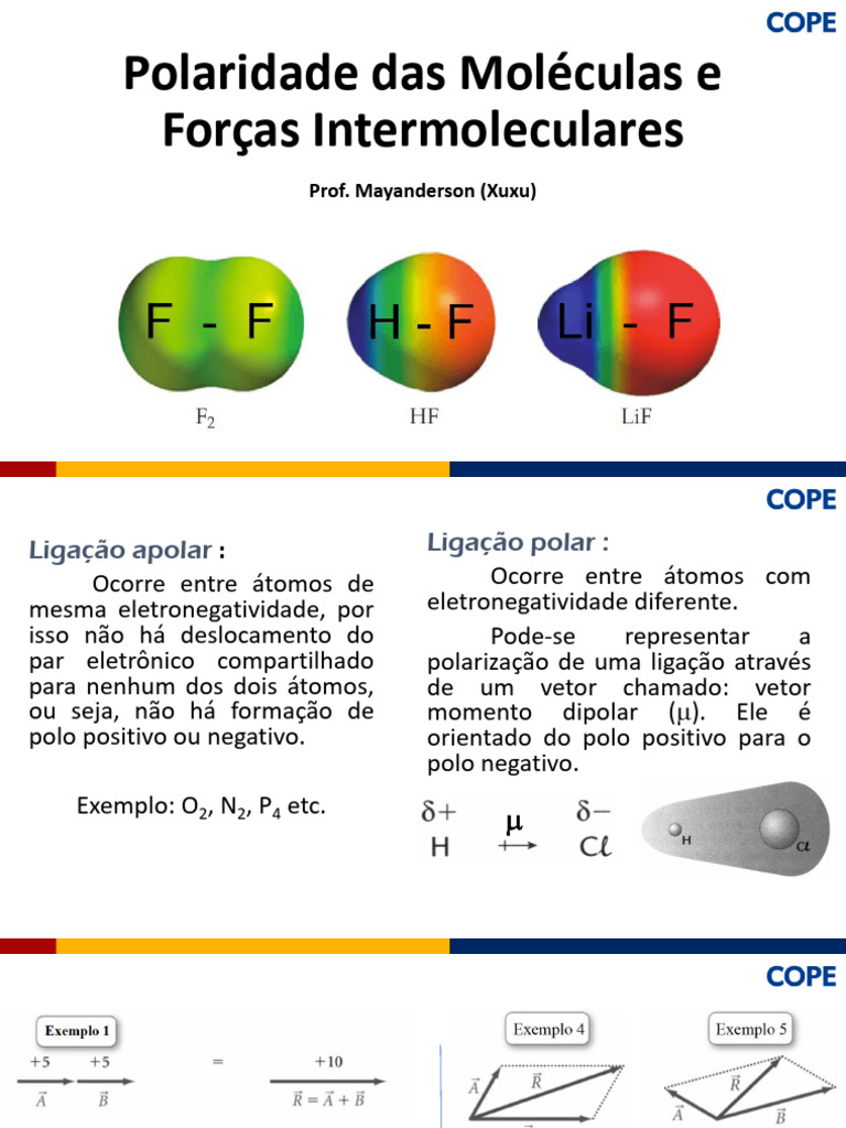Polaridade Das Moléculas e Forças Intermoleculares | PDF | Polaridade ...