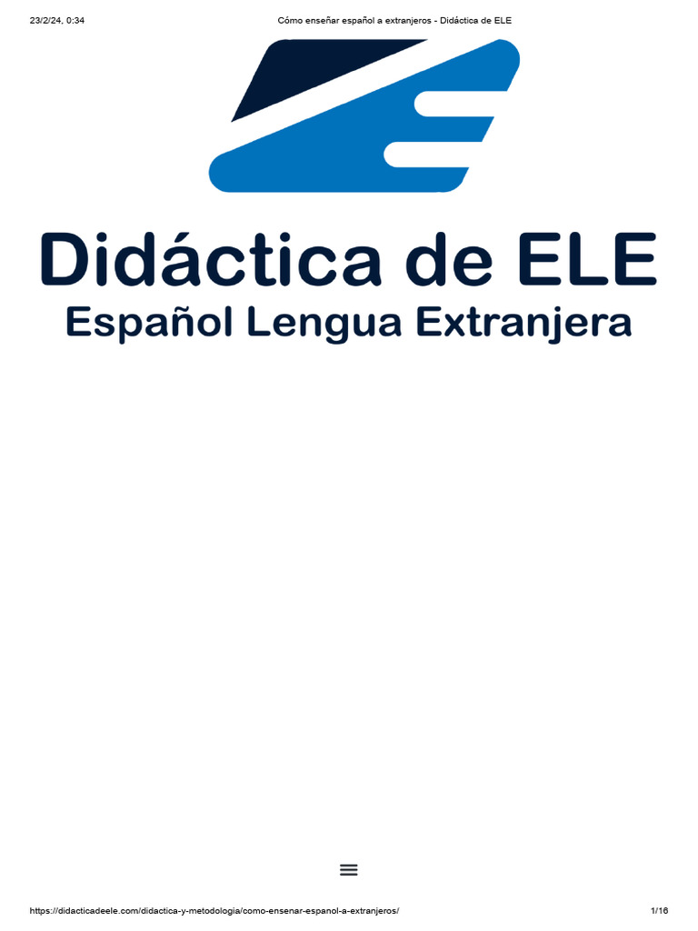 Cómo Enseñar Español A Extranjeros - Didáctica de ELE | PDF | Lengua ...