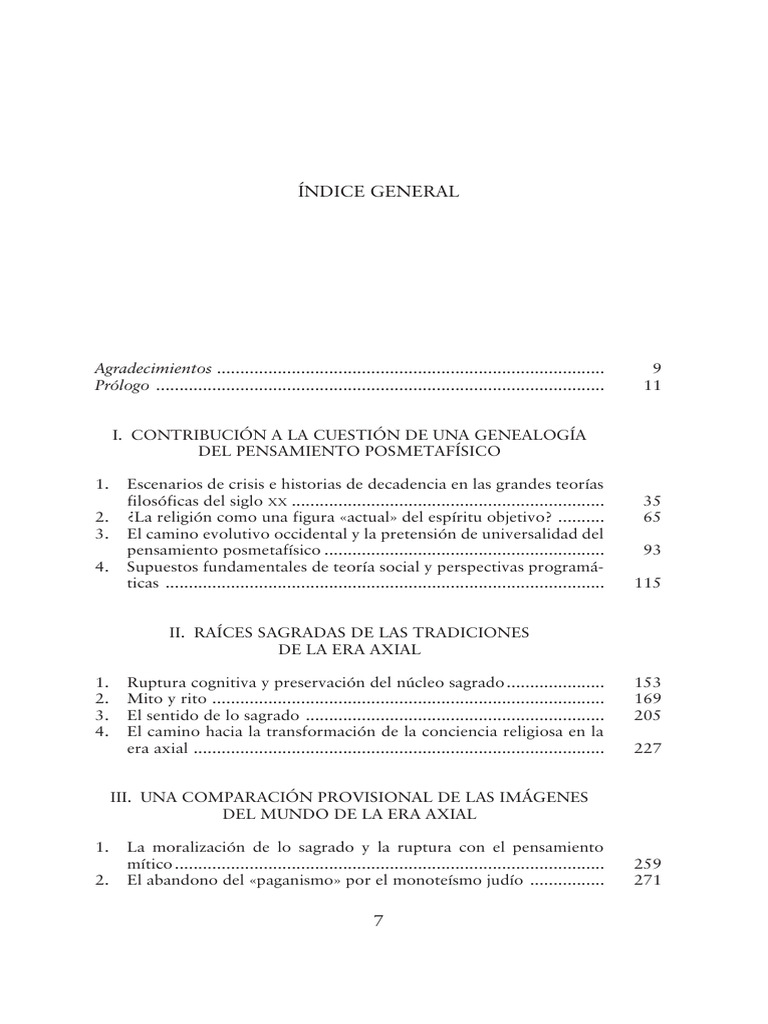 Indice HABERMAS Una Historia de La Filosofia | PDF