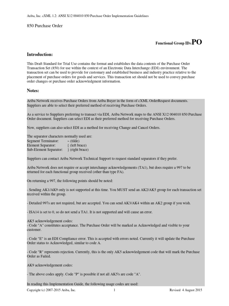 850 Purchase Order | PDF | Electronic Data Interchange | Business