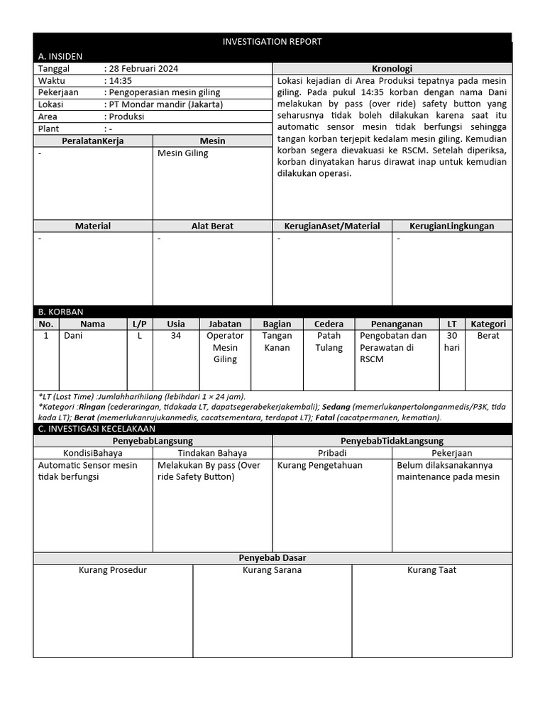 Form Investigasi | PDF