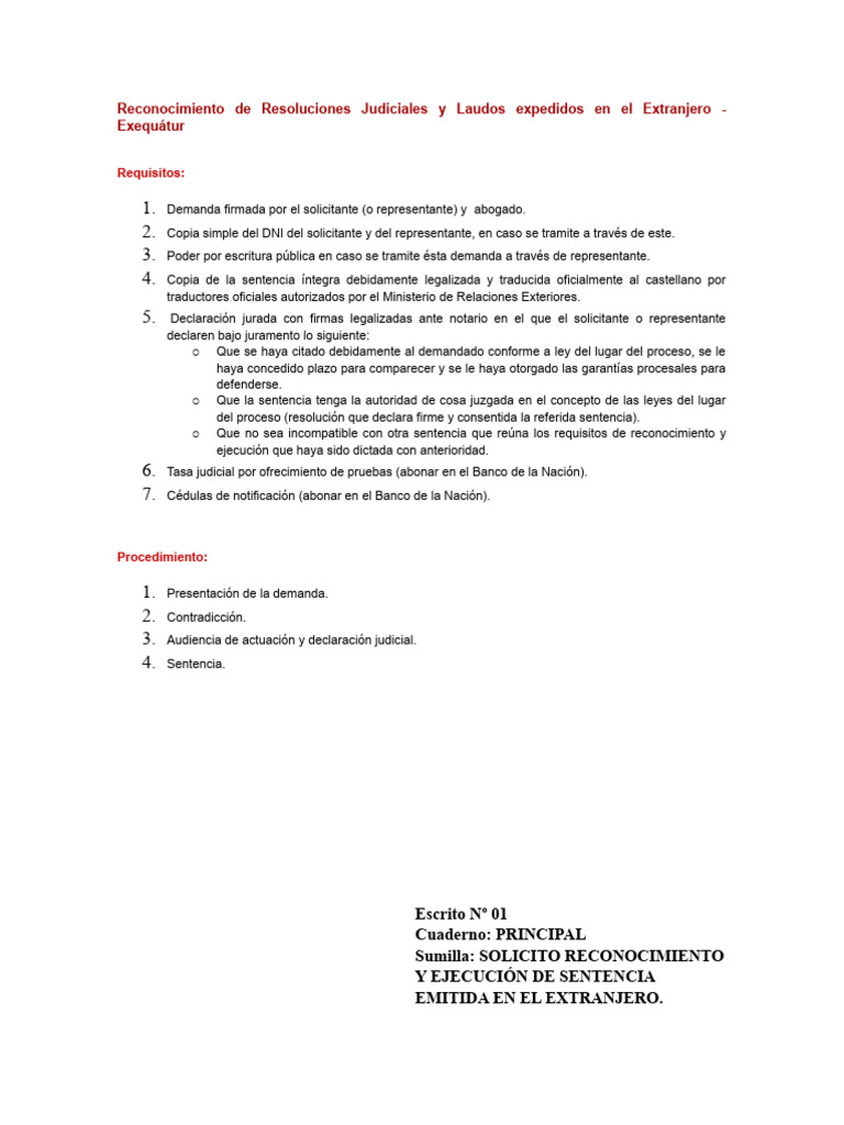 Exequátur: Reconocimiento de Sentencias Extranjeras | PDF | Sentencia ...