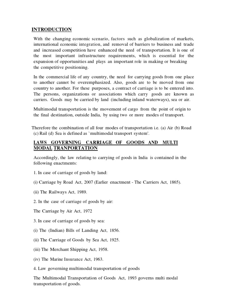 Law of Carriage Notes | PDF | Common Carrier | Private Law