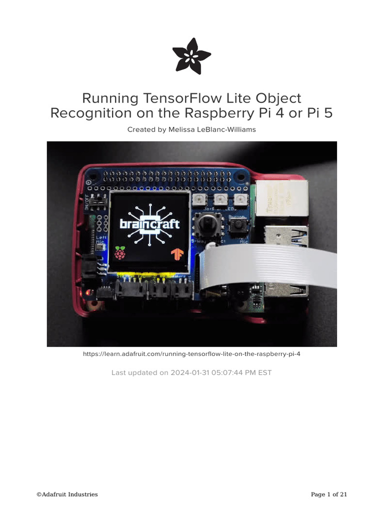 Running Tensorflow Lite On The Raspberry Pi 4 | PDF | Raspberry Pi | Computer Hardware