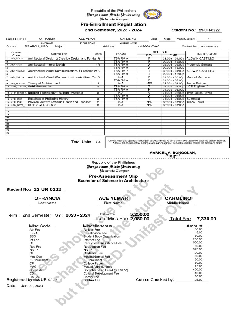 Fees Shown Are Not To Be Charged To The Student But To CHED-Unifast ...