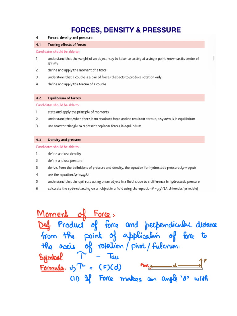 Forces, Pressure & Density 23 | PDF | Force | Pressure