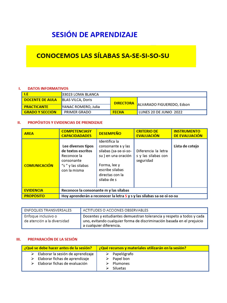 Actividades de sílabas sa-se-si-so-su | PDF | Evaluación | Aprendizaje