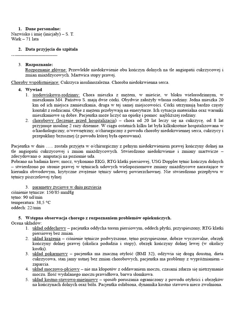 Proces Chirurgiczny - Stopa Cukrzycowa | PDF