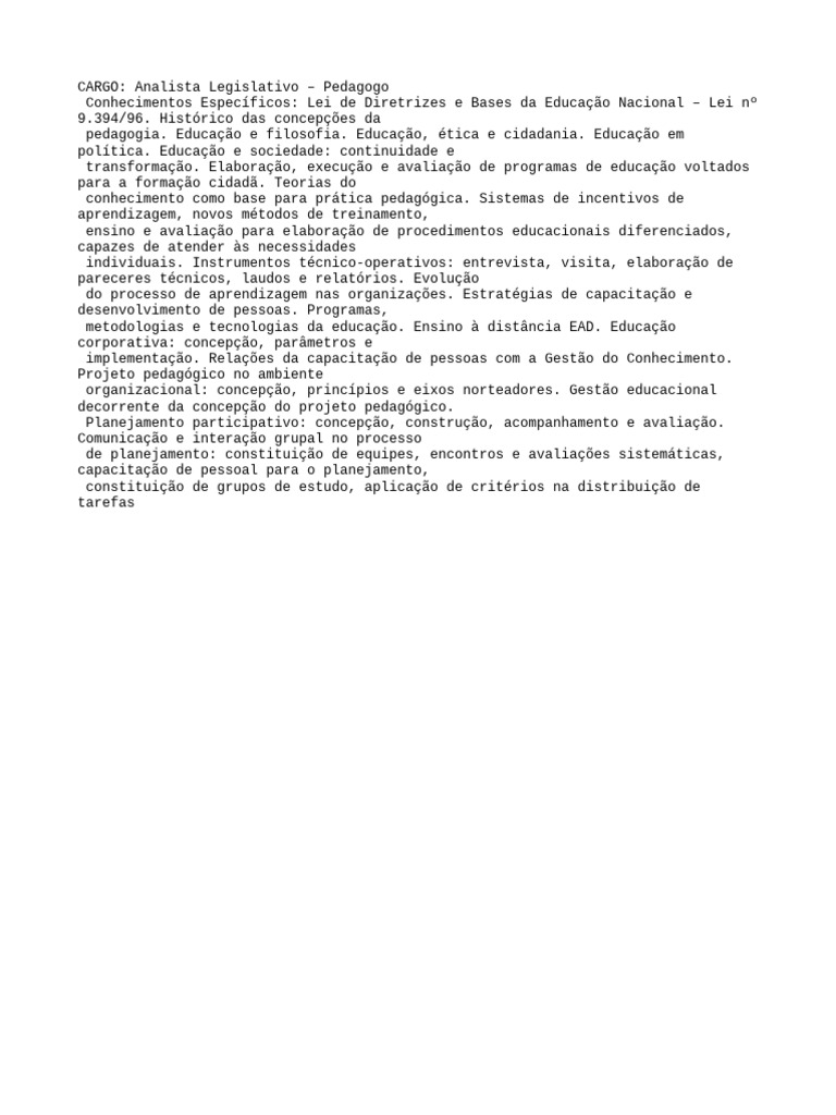 Analista Legislativo: Formação e Educação | PDF | Carreira e Crescimento