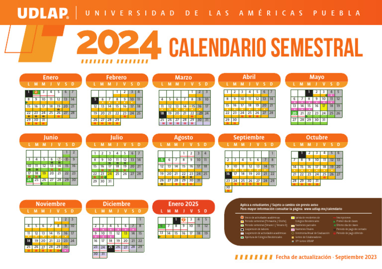 Calendario Grafico Semestral UDLAP 2024 | PDF