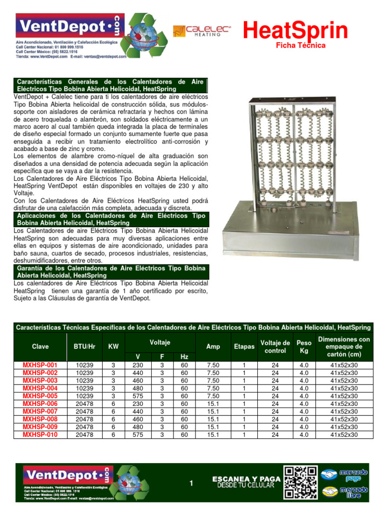 Calefactores Industriales HeatSpring HSP Calelec VentDepot | PDF | Aire ...