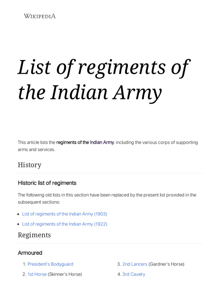 Regiments of The Indian Army @SsbDilSe | PDF | Warfare | Military Science