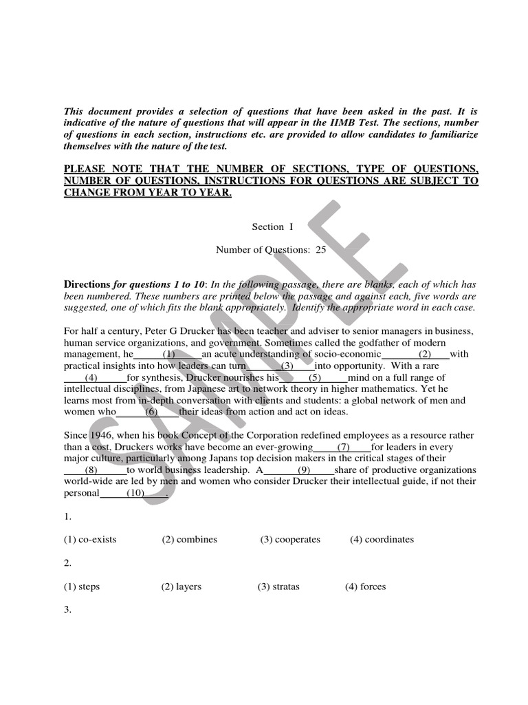 IIMB Test Sample Paper 2023 | PDF | Motivation | Motivational