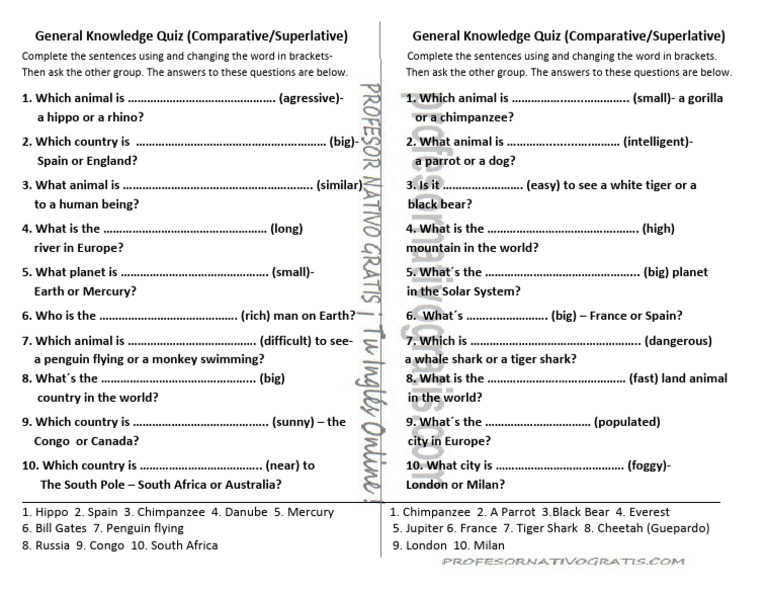 Superlative General Knowledge Quiz | PDF | History