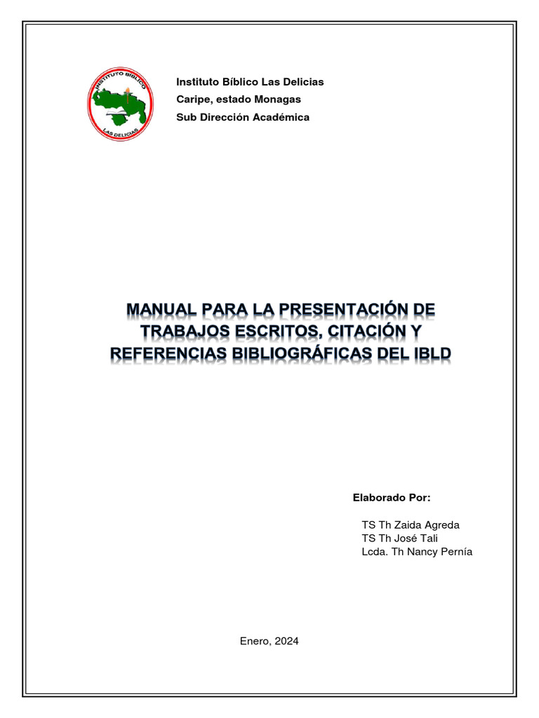 Manual para La Presentación de Trabajos Escritos, Citación y ...