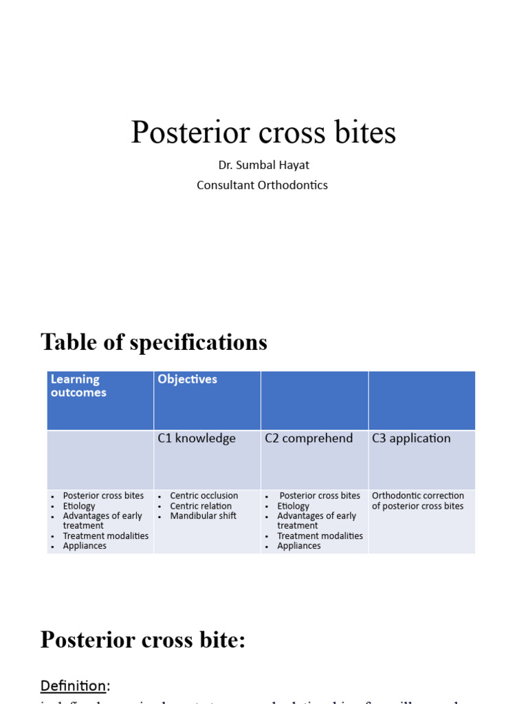 Anterior and Posterior Cross Bite | PDF | Dentistry Branches | Dental ...