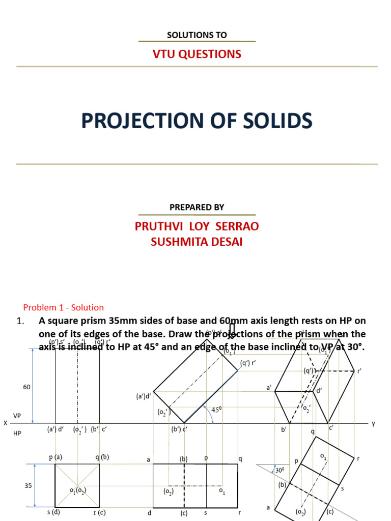 VTU Problems - Projection of Solids | PDF | Geometric Shapes | Polytopes