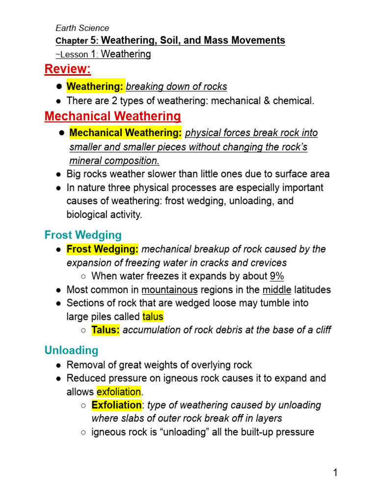 Frost Wedging and Weathering Processes | PDF | Weathering | Rock (Geology)
