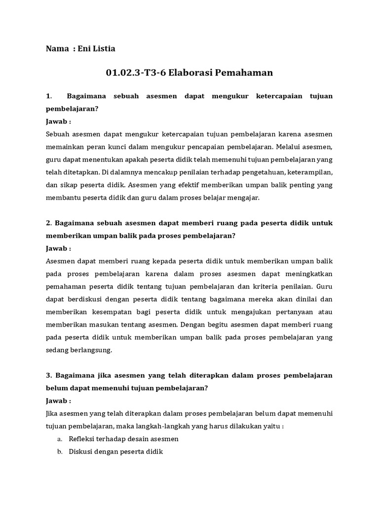 01.02.3-T3-6 Elaborasi Pemahaman Peserta Didik | PDF