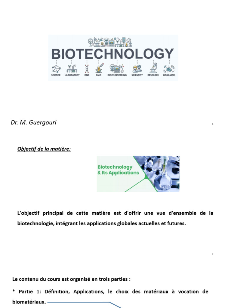 Le Cours de Biotechnologie | PDF