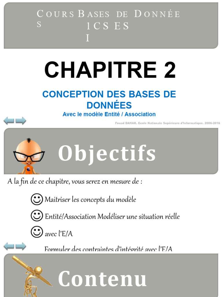 Chapitre 2. Conception Des Bases de Données Avec L'entité-Association ...