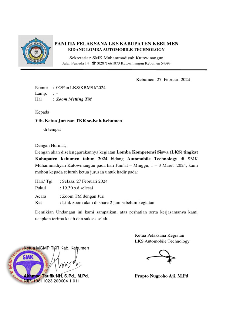 Zoom TM LKS Automobile Technology 2024 | PDF