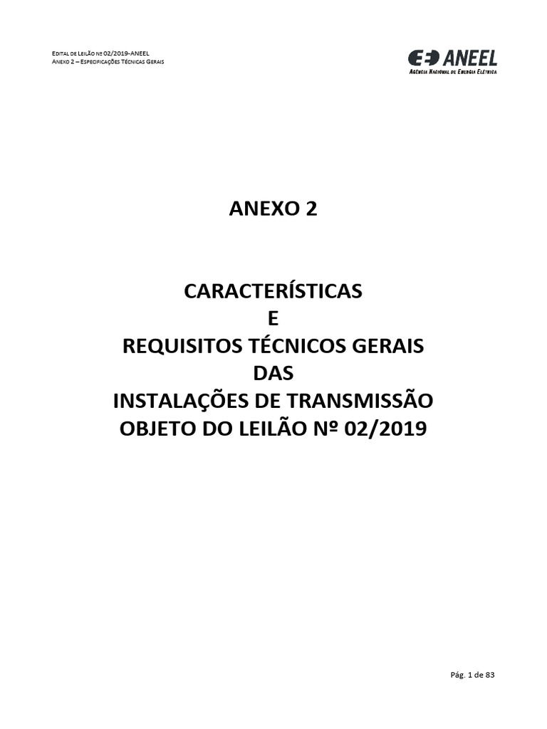 Anexo 2 Anexo Geral Leilão 02 2019 Leilão-02-2019 VF | PDF | Transmissão de energia elétrica ...