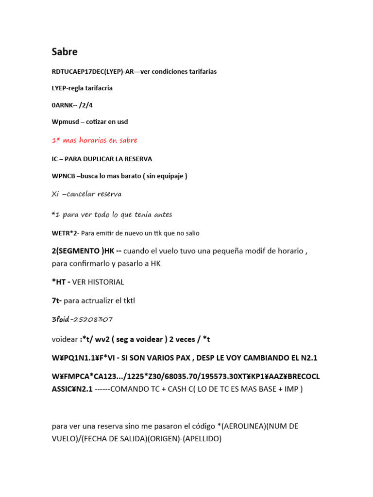Comandos SABRE | PDF