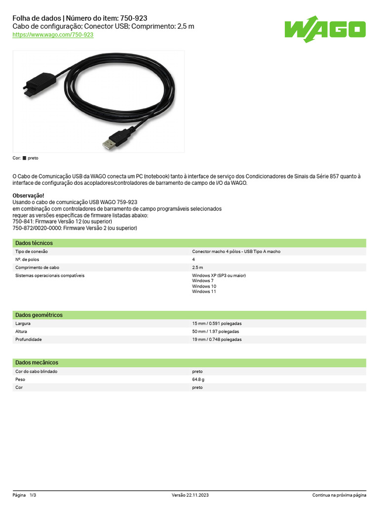 WAGO 750-923pt BR | PDF | USB | Informática